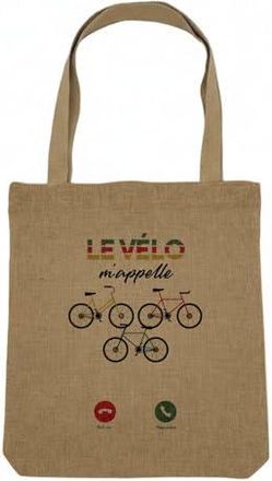 Fabulous Sac Shopping Tote Bag Aspect Lin - Le V&eacute;lo MAppelle Cyclisme sur Route Sport - Sac de Courses Toile Epaisse 360g Beige Naturel Cabas Port&eacute; Epaule Soli