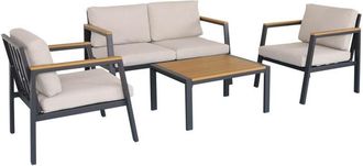 Sweeek Gartenlounge-Set aus Aluminium und Polywood, 4-Sitzer Anthrazit / Beige