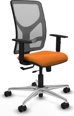 Piqueras y Crespo Arbeitsstuhl mit Rollen, 1D-Arme, h&ouml;henverstellbare Lendenwirbelst&uuml;tze, ausgestattet mit Syncro/Traslack und Schneideschaum, Grau/Orange