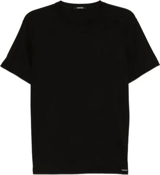 Tom Ford Homme, Tops, Noir, Taille: M T-shirt ras du cou en jersey de coton stretch