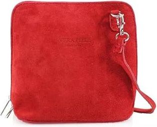 Generic Vera Pelle Sac à bandoulière en daim véritable pour femme, Rouge
