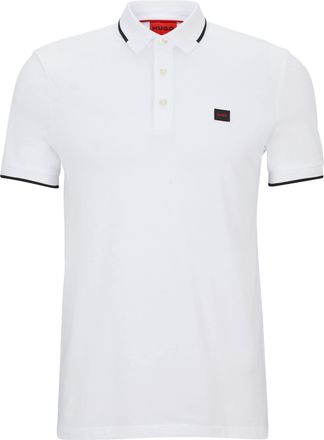 HUGO BOSS Herren Deresino232 Slim-Fit Poloshirt aus Baumwoll-Piqu&eacute; mit Logo-Label Wei&szlig; M