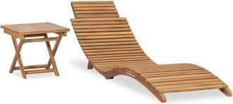 vidaXL Vidaxl - Transat pliable en bois de teck - Dimensions 175x50x55 cm - Table 40x40x35 cm - R&eacute;sistant aux intemp&eacute;ries - Design ergonomique