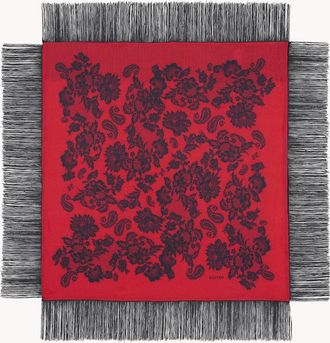 Kujten Grand bandana soie-cachemire &agrave; franges - Grand Bandana Helia Lace Fringes