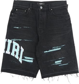 Amiri Homme, Shorts, Noir, Taille: W28 Logo Varsity Denim Bermuda Shorts