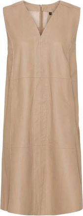 Notyz Knielanges Lammleder-Kleid - - Dresses - Damen - Beige - M