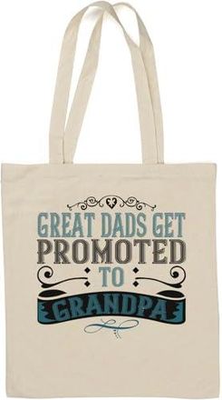 Generic Sac fourre-tout en coton naturel avec slogan « Great dads get promoted to grandpa » pour la fête des pères - Blanc