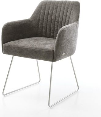 DELIFE Esszimmerstuhl Greg-Flex Boucl&eacute; Soft Schlamm Kufengestell Edelstahl Taschenfederkern, Esszimmerst&uuml;hle