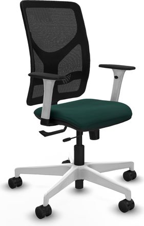 Piqueras y Crespo Moderner B&uuml;rostuhl mit wei&szlig;en und schwarzen Armlehnen, h&ouml;henverstellbare Lendenwirbelst&uuml;tze, ausgestattet mit Syncro/Traslack und Schneideschaum, Schw