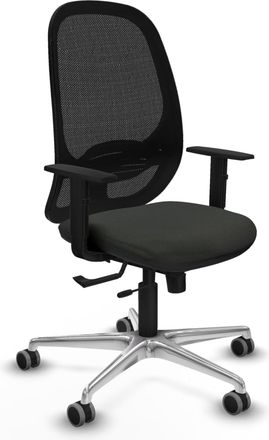 Piqueras y Crespo Schreibtischstuhl aus schwarzem Mesh mit 1D-Armen, h&ouml;henverstellbare Lendenwirbelst&uuml;tze, ausgestattet mit Syncro/Traslack und Schneideschaum, Schwarz/