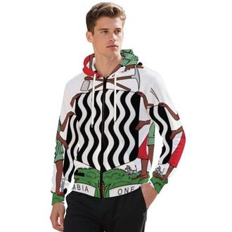 Generic Sweat Homme sans Capuche Zippé Sport Veste Zippée Légère Hiver Cardigan Imprimézambie Emblème National Polaire Décontracté Coupe