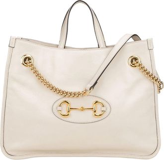 Gucci Crossbody Bags - Gucci White Leather Horsebit 1955 Shoulder Bag - Gr. unisize - in Bunt - für Damen