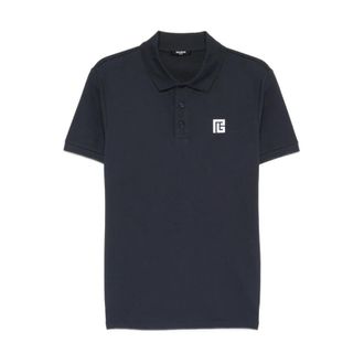 Balmain Besticktes Baumwoll-Polohemd - - Tops - Herren - Blau - S