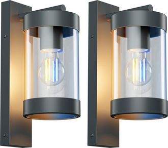 LEDs Com 2 Stück Wandleuchte LAIFA, anthrazit matt, rund, inkl. E27 Lampe, Smart Home (warmweiß-kaltweiß, 7W, 1005lm)