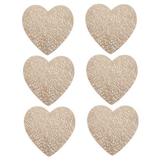 BESPORTBLE 6 St&uuml;ck Teiliges Herzf&ouml;rmiges Tischset Goldfarben Hitzebest&auml;ndig rutschfeste Platzmatten Dekorative Tischmatten F&uuml;r Esszimmer Wohnzimmer Hotel