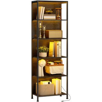 HOMCOM Biblioth&egrave;que - HOMCOM - 5 niveaux - &eacute;clairage LED 7 couleurs - structure en acier - 60 x 30 x 179 cm - noir