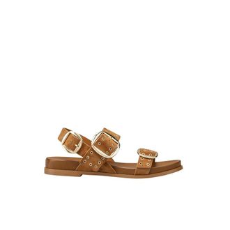 Cosmoparis Femme, Chaussures, Brun, Taille: 39 EU Sandale Plate Hassa en Daim Cognac