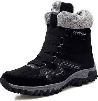 AARDIMI Warm Gef&uuml;ttert Winterschuhe Damen Schneestiefel Wasserdicht Outdoor Trekking Wanderschuhe Gr. 35-42 (1747-Z-Schwarz, 42 EU)