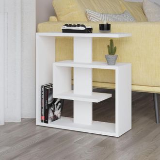 Decortie Decortie Saly Table dappoint compacte moderne &agrave; 3 niveaux avec &eacute;tag&egrave;res de rangement Blanc Blanc 57cm