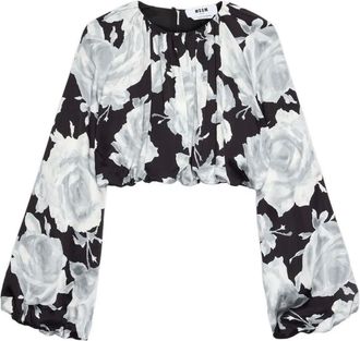 Msgm Bluse mit Blumen-Print - Schwarz