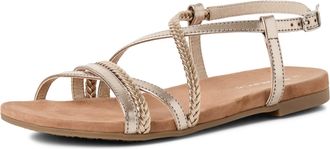 Tamaris Riemchensandale TAMARIS, Damen, Gr. 37, champagner, kombiniert, Leder, Lederimitat, unifarben, Schuhe Riemchensandale, Sommerschuh, Sandalette mit fei