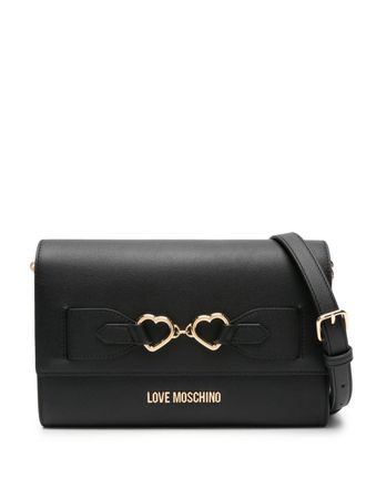 Love Moschino sac port&eacute; &eacute;paule en cuir &agrave; plaque logo - Noir
