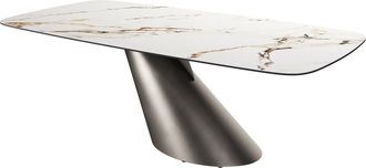 DELIFE Esszimmertisch Edge Boot Keramik Calacatta Luxe Weiß-Gold-Grau 240x120 Cono Metallic Silber