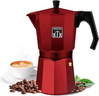 Cecotec Italienische Kaffeemaschine Mokclassic 600 Red. Aluminium-Kaffeemaschine, f&uuml;r alle Herdarten, 6 Tassen, Silikondichtung, ergonomischer und hitzebest&auml;n