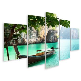 Islandburner Bild Bilder auf Leinwand Langboot auf der Insel in Thailand Wandbild, Poster, Leinwandbild PUO