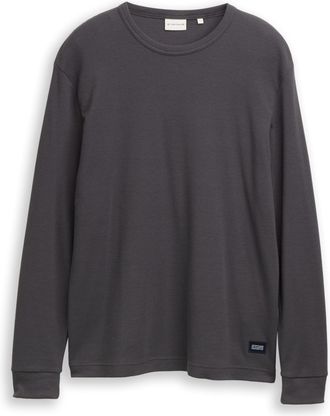 Tom Tailor Herren 1049393 Langarmshirt mit Struktur, 10899-Tarmac Grey, XL