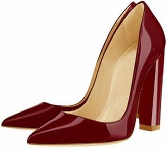 Generic Escarpins &eacute;pais &agrave; Enfiler pour Femmes, Chaussures habill&eacute;es &agrave; Bout Pointu et &agrave; Talons Hauts, Confortables et &agrave; Bout ferm&eacute; en Cuir pour soir&eacute;es et Trav