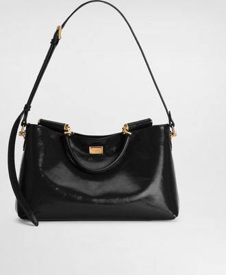 Dolce & Gabbana Vittoria Calfskin Handbag - Frau Handtaschen Schwarz Onesize