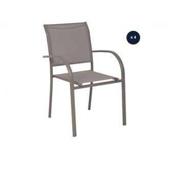 Hesperide Lot de 4 fauteuis sde jardin en texaline Piazza Noisette/caf&eacute; - Hesp&eacute;ride