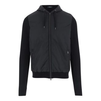 Herno Homme, Sweatshirts et sweats &agrave; capuche, Bleu, Taille: L Veste en maille piqu&eacute;e et nylon