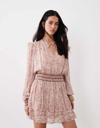 Boss Orange by Hugo Boss Darmia - Robe courte &agrave; fleurs et volants - Rose
