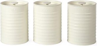 Russell Hobbs RH03268CEU7 Ribbed 3-teiliges Kanisterset - Set mit 3 Küchenkanistern für Tee, Kaffee und Zucker, langlebiger pulverbeschichteter Stahl, Klappdeckel, 