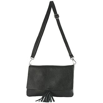 modamoda.de T242 - ital. Pochette en cuir sac &agrave; bandouli&egrave;re Small, Noir, s