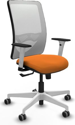 Piqueras y Crespo Schreibtischstuhl Zulema Orange mit wei&szlig;en und schwarzen Armlehnen, h&ouml;henverstellbare Lendenwirbelst&uuml;tze, ausgestattet mit Sincro 3-Positionen und Sch