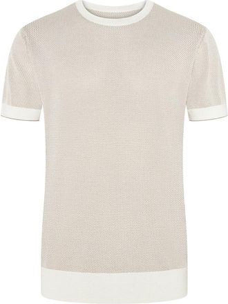 HUGO BOSS Glattstrick-T-Shirt mit Seidenanteil und Streifenakzenten in