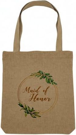 Fabulous Sac Shopping Tote Bag Aspect Lin - Maid of Honor Wedding Bride Flower Circle - Sac de Courses Toile Epaisse 360g Beige Naturel Cabas Port&eacute; Epaule Soli