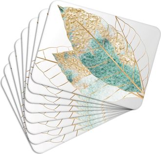 MG Design Set aus 8 Kork-Platzsets - Elegant Foliage 2 - 30 x 40 cm - hitzebest&auml;ndig & abwischbar, mit Korkr&uuml;ckseite