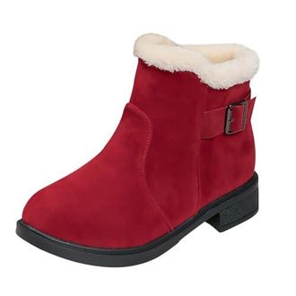 Generic Bottes dhiver confortables &agrave; enfiler pour femme - Style d&eacute;contract&eacute; - Couleur unie - Doublure en polaire - Talon bas et &eacute;pais - Confortables - Chaudes