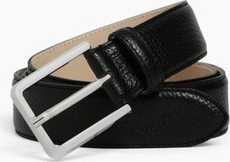 Le Tanneur Herreng&uuml;rtel mit rechteckiger Schnalle aus genarbtem Leder