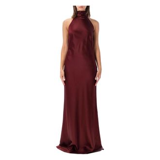 Ralph Lauren Robe de soir&eacute;e Chilton en satin stretch - Femme - Robes - Rouge - Taille: 36 FR