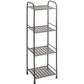 PEGANE Etag&egrave;re de 4 niveaux meuble de rangement en m&eacute;tal Gris anthracite - Longueur 33 x Hauteur 108 x Profondeur 28 cm