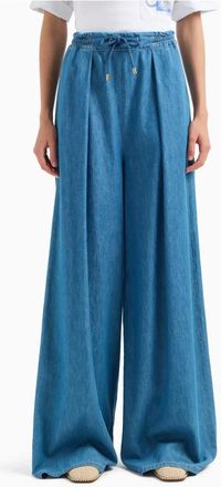 Emporio Armani Femme, Pantalons, Bleu, Taille: 44 FR Wide Pantalons