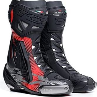 TCX Homme RT-Race Pro Air Motorcycle Boot, Noir Rouge Blanc, 42 EU