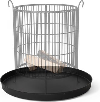 Relaxdays Bodenplatte f&uuml;r Feuerkorb, Feuerschale, &Oslash; 50 cm, Schutz vor Asche & Funken, runde Funkenschutzplatte, schwarz