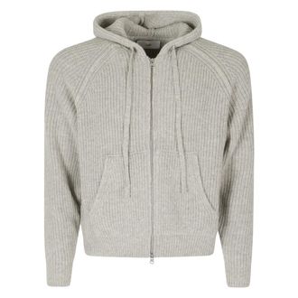 Dunst Cardigan &agrave; capuche en maille - Homme - Pulls - Gris - Taille: M