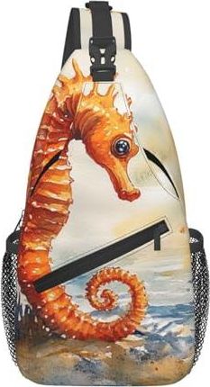 Generic Sac &agrave; bandouli&egrave;re Seahorse Under The Coconut Tree - Sac &agrave; bandouli&egrave;re de voyage pour homme - Sac &agrave; dos de randonn&eacute;e